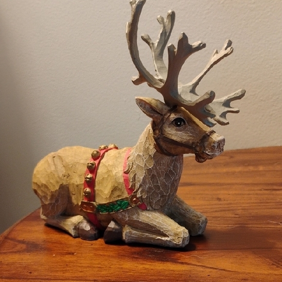 Holiday | Handcrafted Vintage Reindeer Figurine Brown And Red | Poshmark